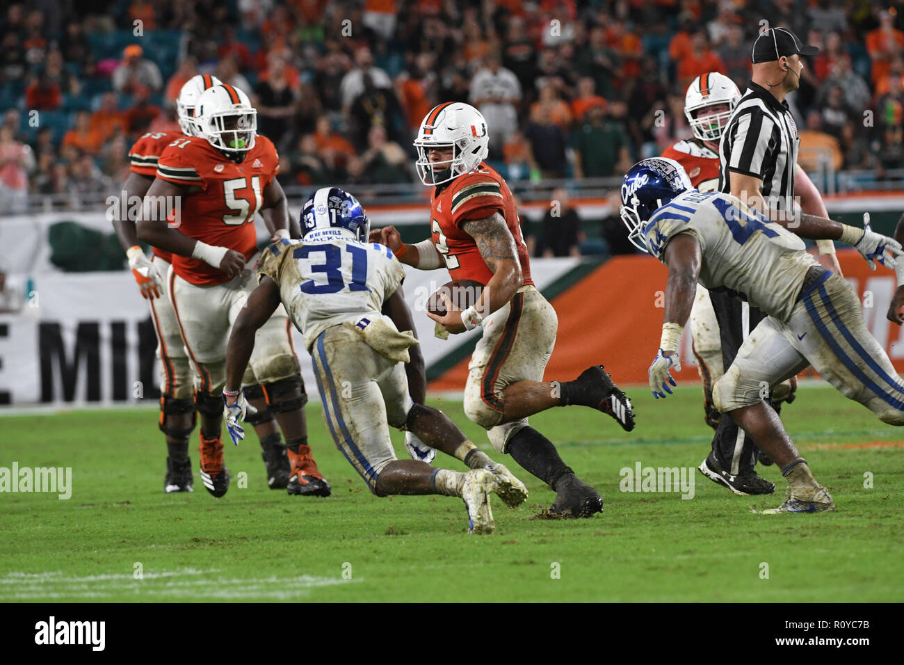 Miami Gardens, Florida, USA. 27th Sep, 2018. Malik Rosier #12 of Miami ...