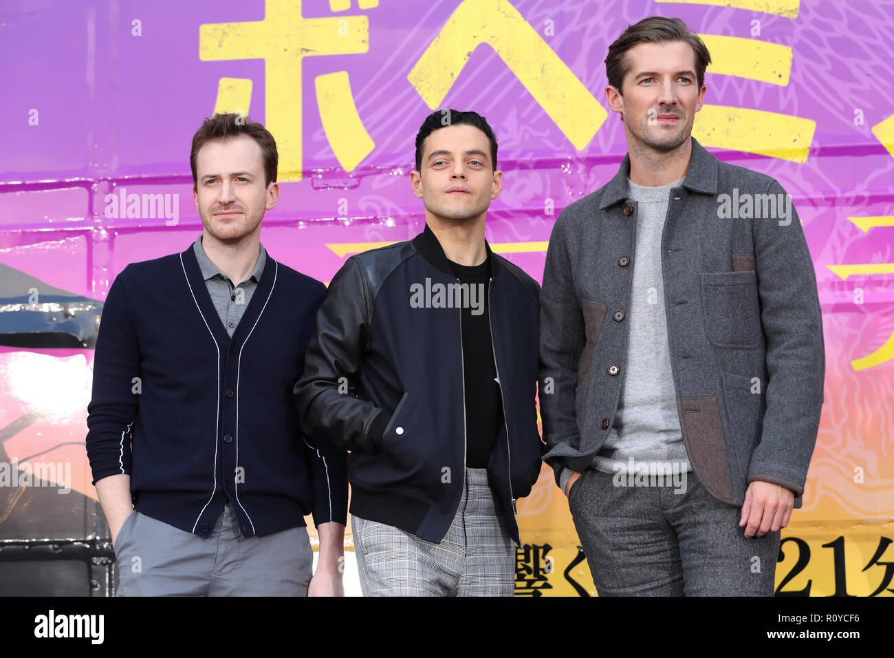 Tokyo, Japan. 8th Nov 2018. Rami Malek, Gwilym Lee and Joe Mazzello ...