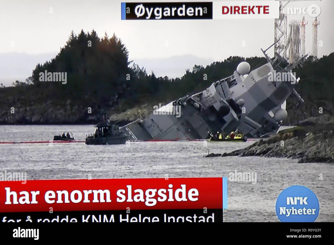 Oslo. 8th Nov, 2018. This still image shows the KNM Helge Ingstad ...