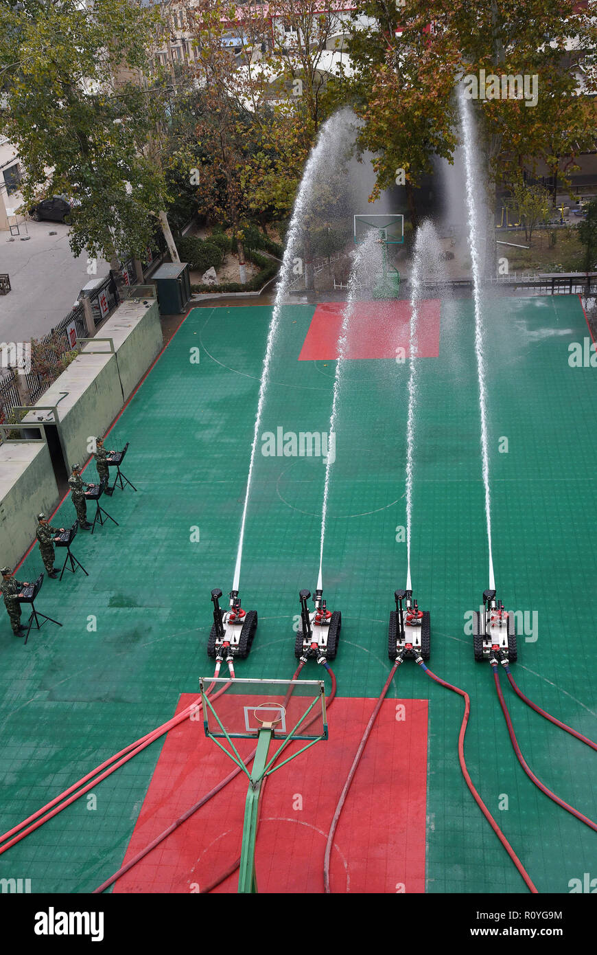 Handan, Handan, China. 8th Nov, 2018. Handan, CHINA-Firefighting robots ...
