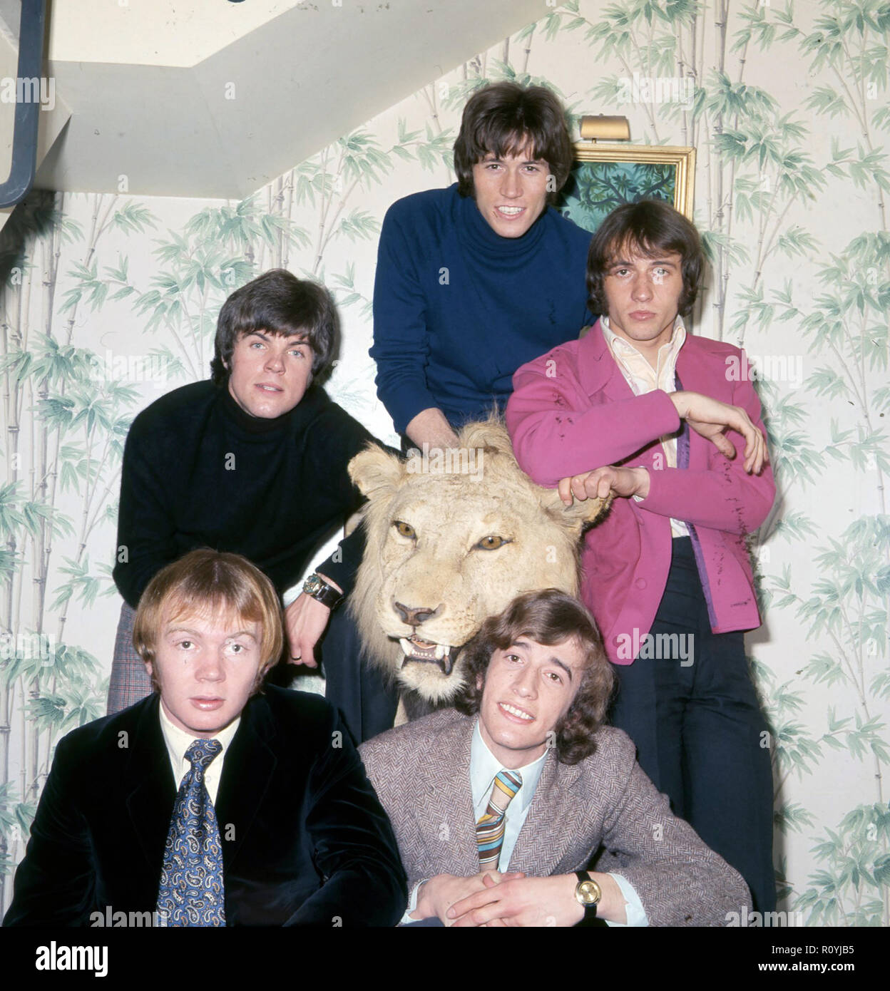 BEE GEES UK pop group in 1967. From left: Colin Peterson,Vince Melouney ...