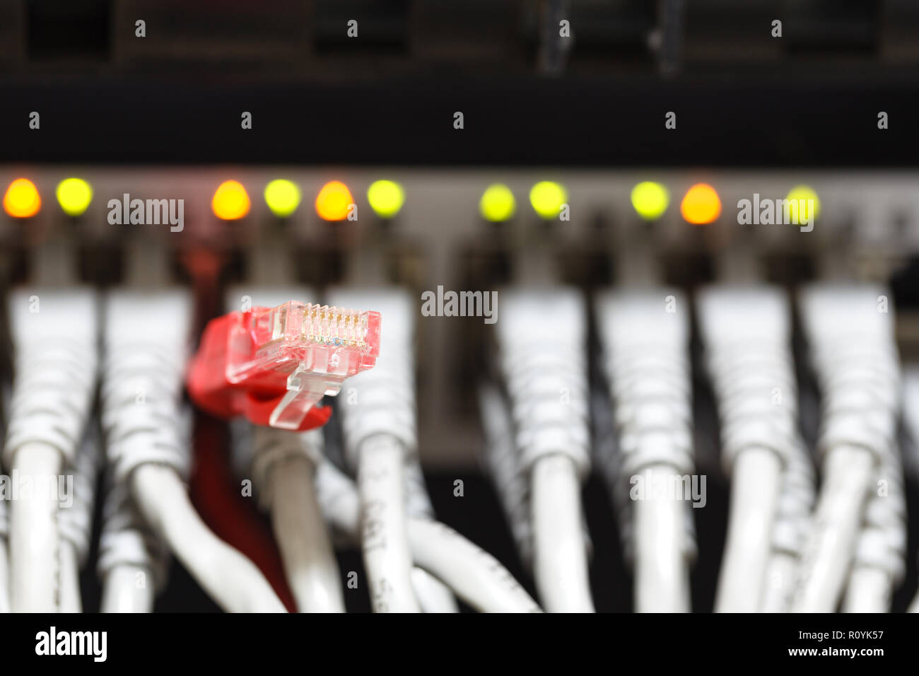 Hardware router. To him summed up, various computer cables Stock Photo ...