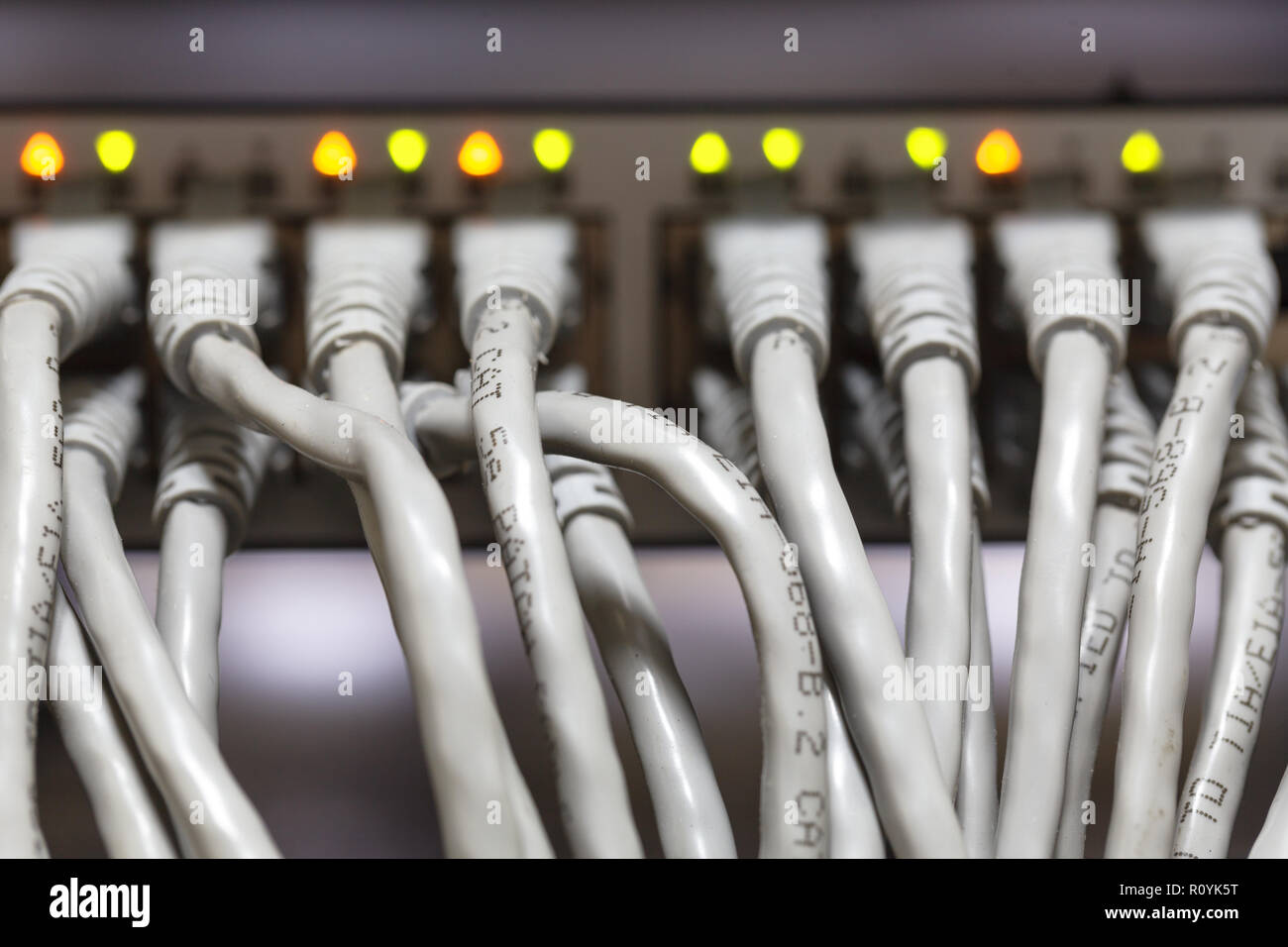 Hardware router. To him summed up, various computer cables Stock Photo ...