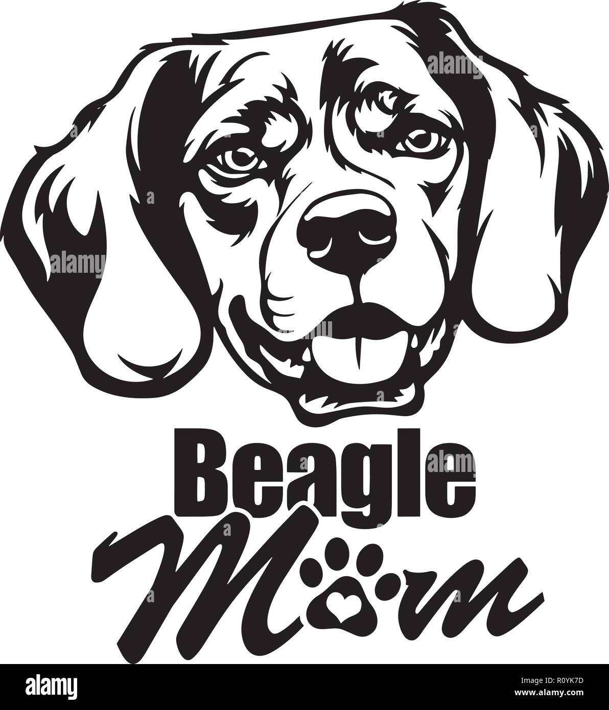 Beagle Dog Breed Head Isolated Pedigree Pet Portrait Smiling Happy ...