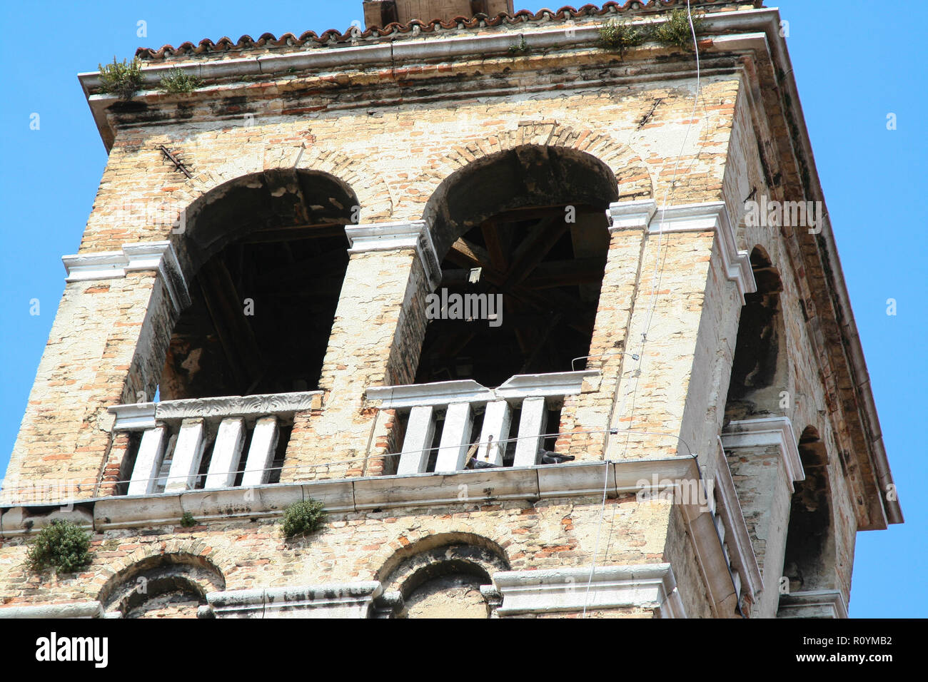 Venice, bell tower, detail of the bell tower Stock Photo - Alamy