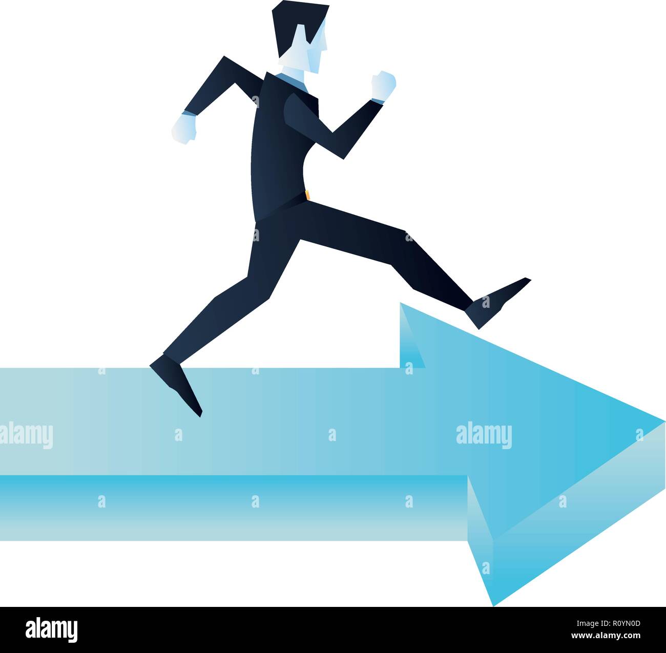 businessman running on the arrow vector illustration Stock Vector Image ...