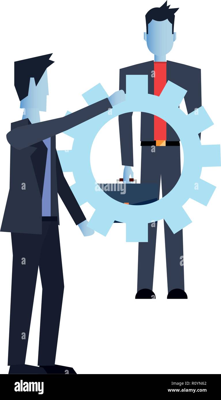 businessmen teamwork with gear cooperation vector illustration Stock ...