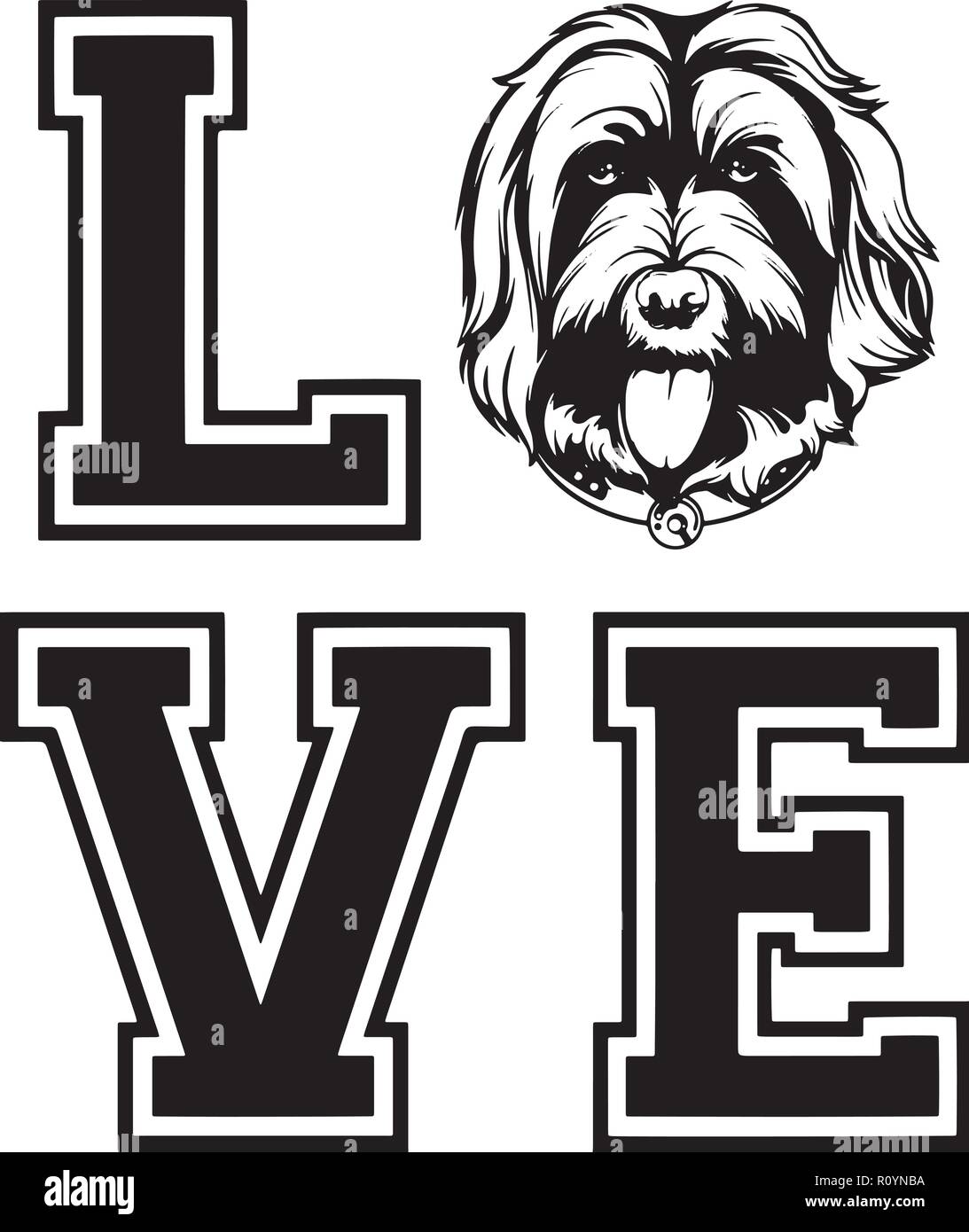 Labradoodle Dog Breed Head Isolated Pedigree Pet Portrait Smiling Happy ...