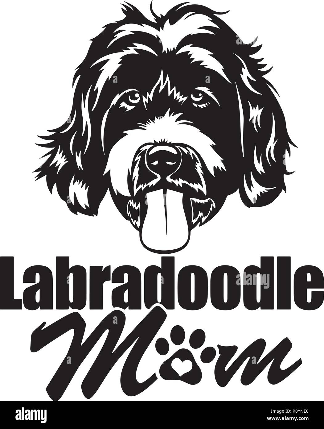 Labradoodle Dog Breed Head Isolated Pedigree Pet Portrait Smiling Happy ...