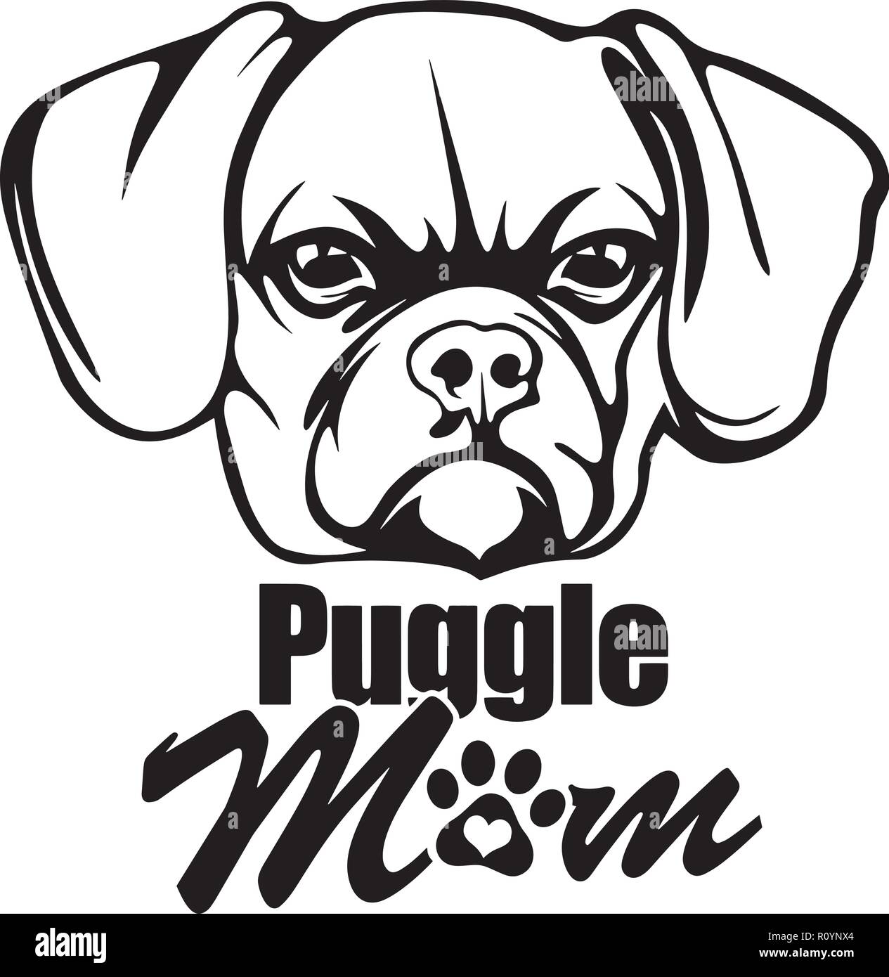 Puggle Pedigree Dog Breed Head Isolated Pet Portrait Smiling Happy ...