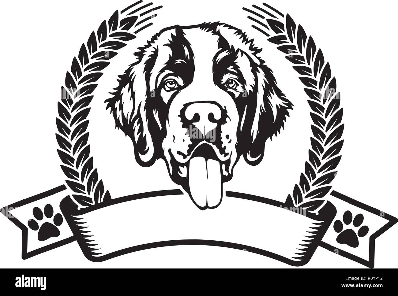 Saint Bernard Pedigree Dog Breed Head Isolated Pet Portrait Smiling ...