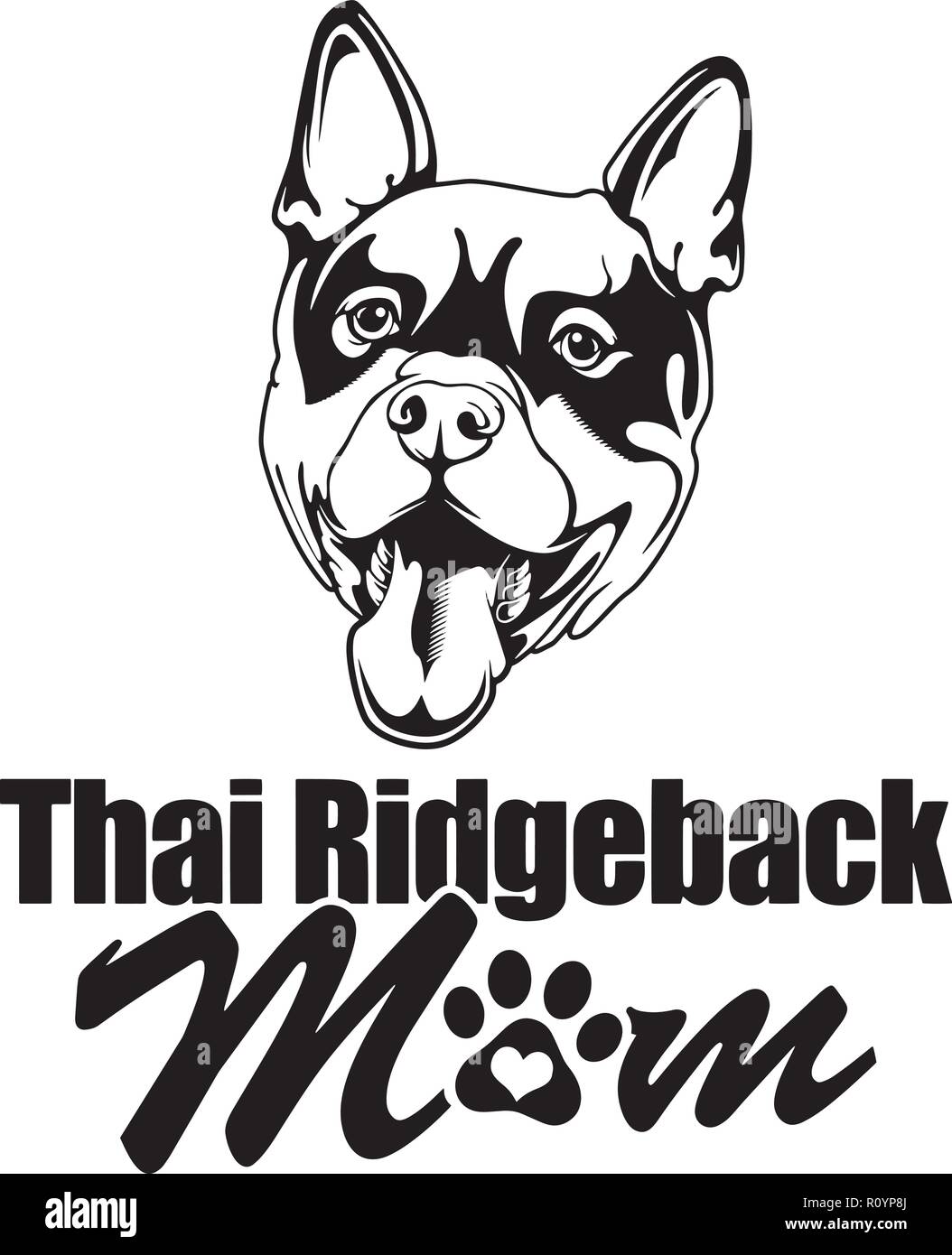 Thai Ridgeback Pedigree Dog Breed Head Isolated Pet Portrait Smiling ...