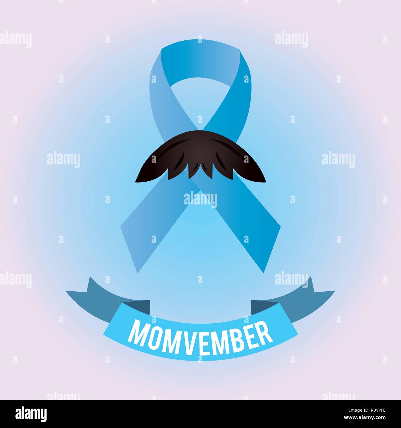 movember day blue ribbon moustache sign degrade background vector ...