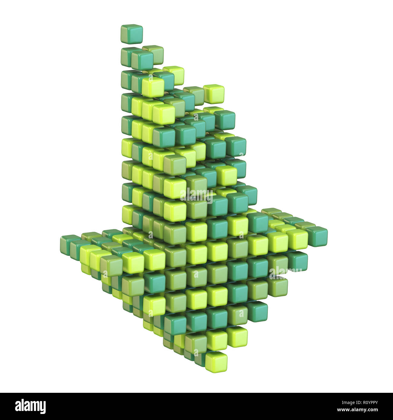 Download arrow made of different green cubes 3D render illustration ...