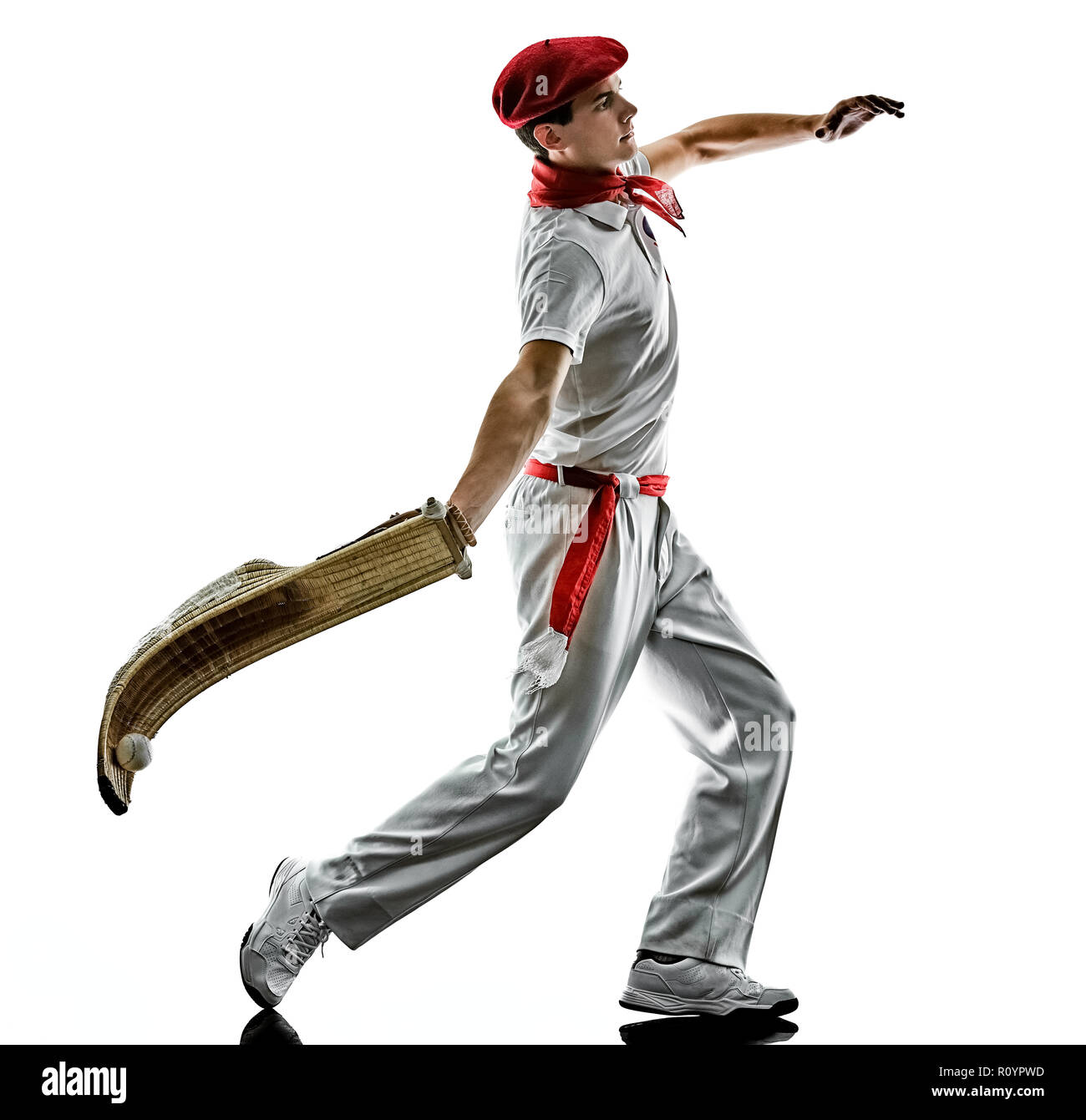 one caucasian Jai alai Basque pelota Cesta Punta player man isolated on ...