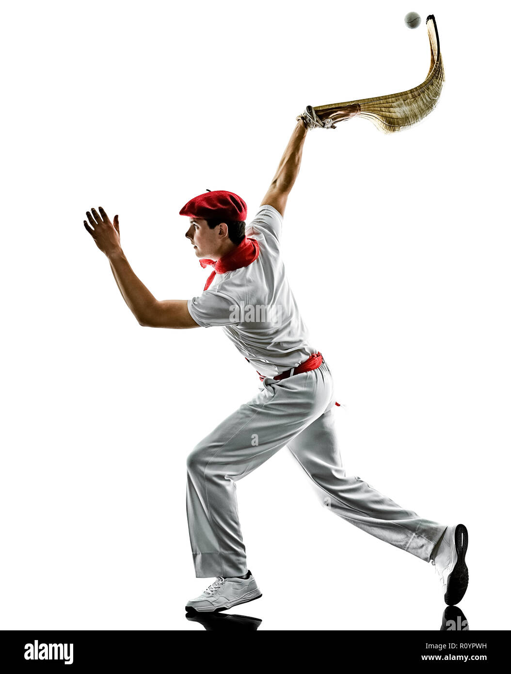 one caucasian Jai alai Basque pelota Cesta Punta player man isolated on ...