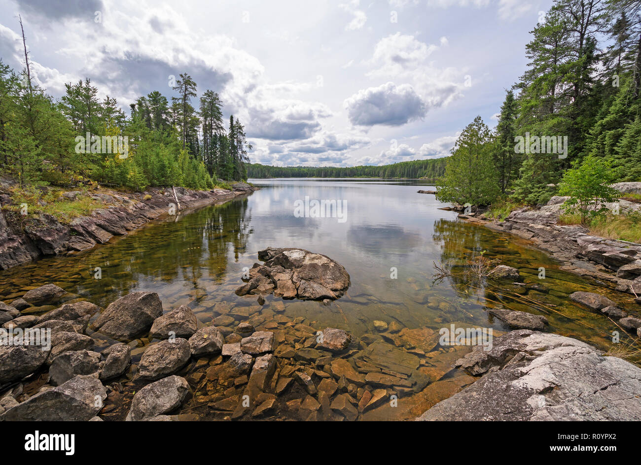 Calm Bay on a Anubis Lake in Quetico Provincial Park in Ontario Stock ...
