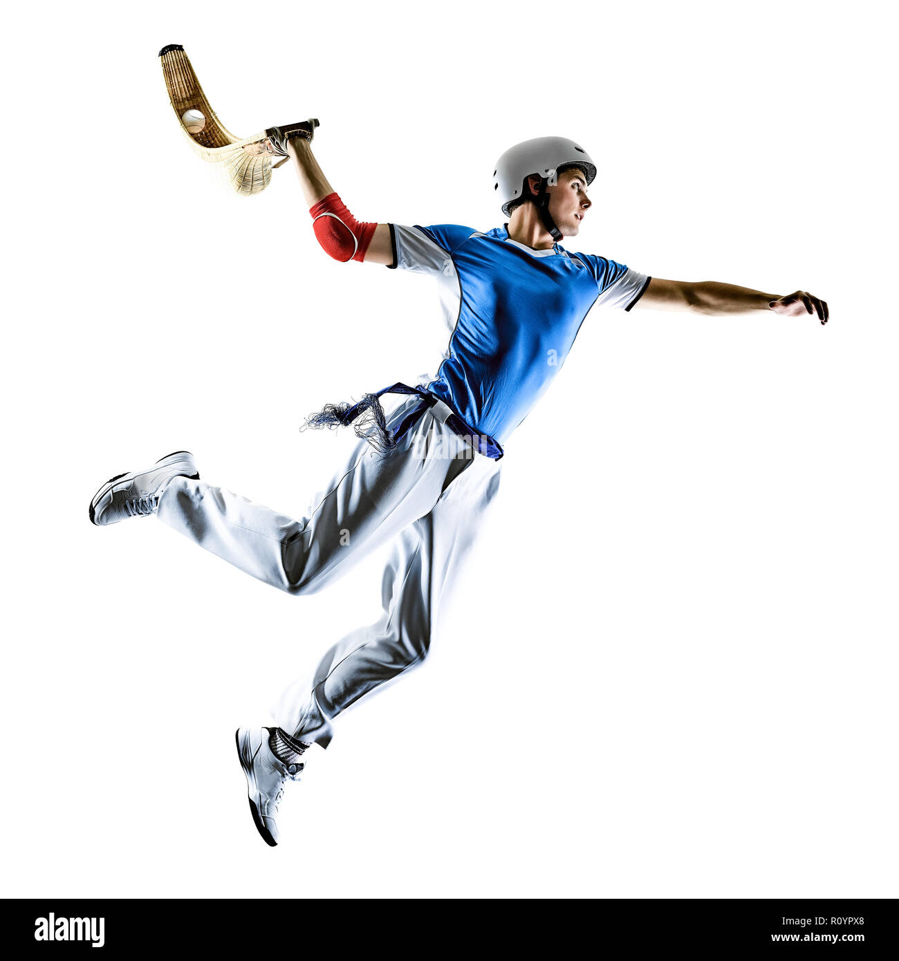 one caucasian Jai alai Basque pelota Cesta Punta player man isolated on ...