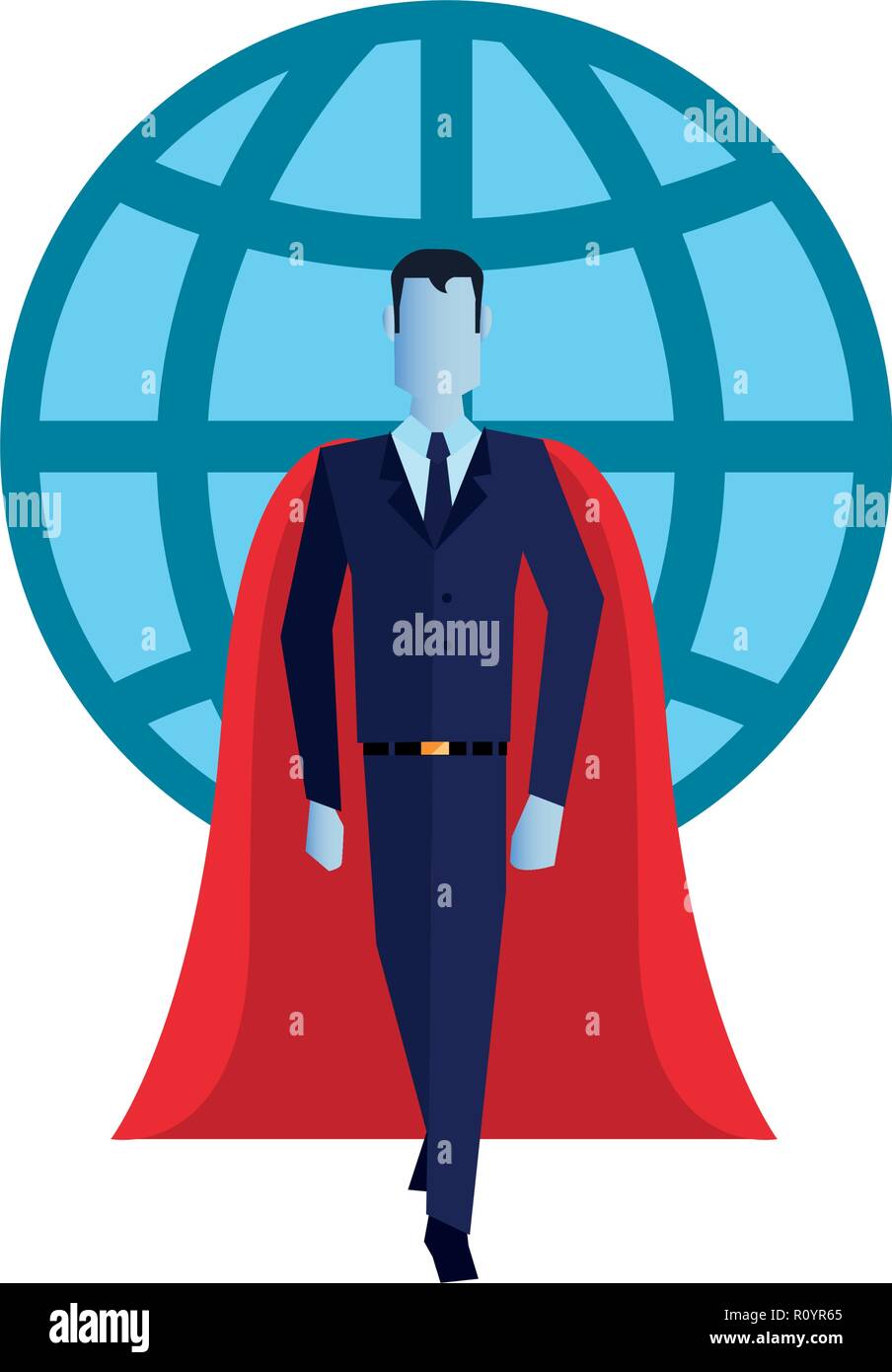 businessman superhero character world business vector illustration ...
