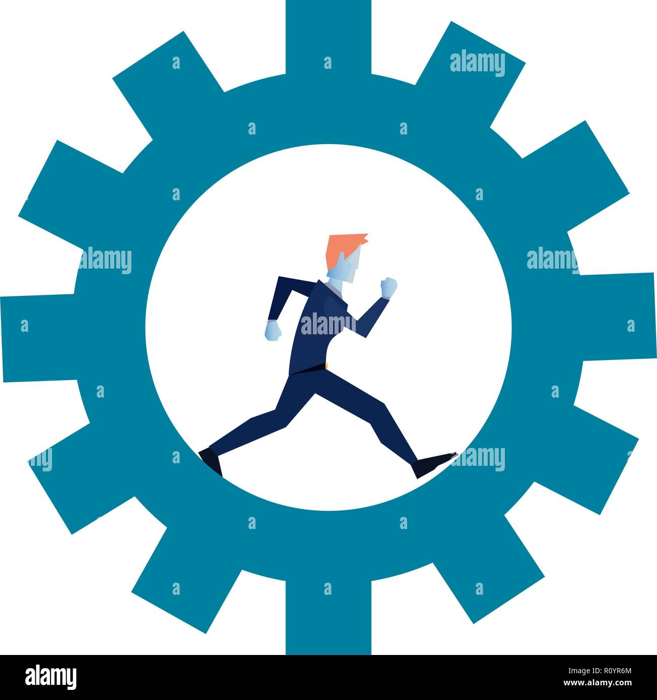 businessman running on gear work vector illustration Stock Vector Image ...