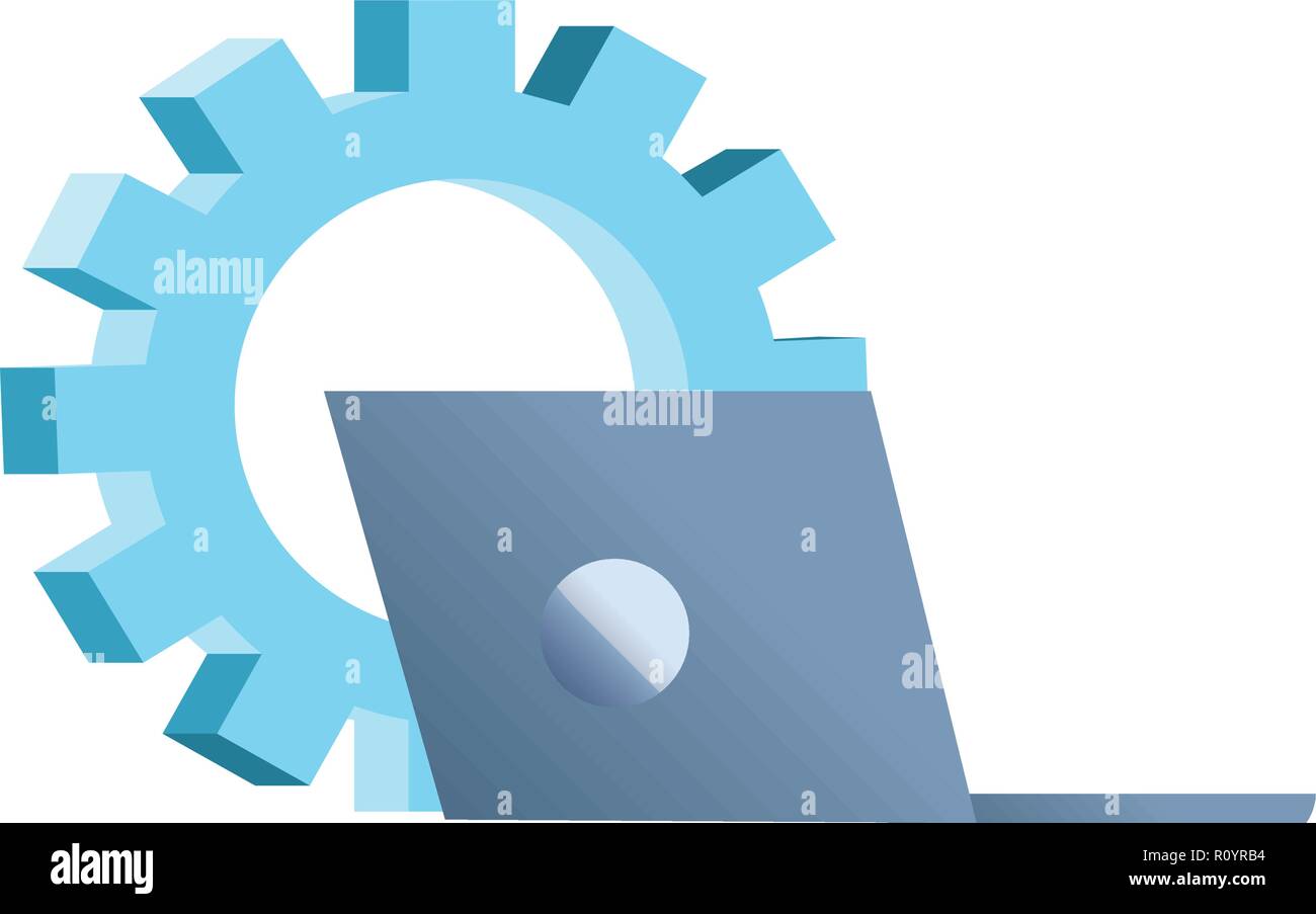 laptop computer gear work solution vector illustration Stock Vector ...