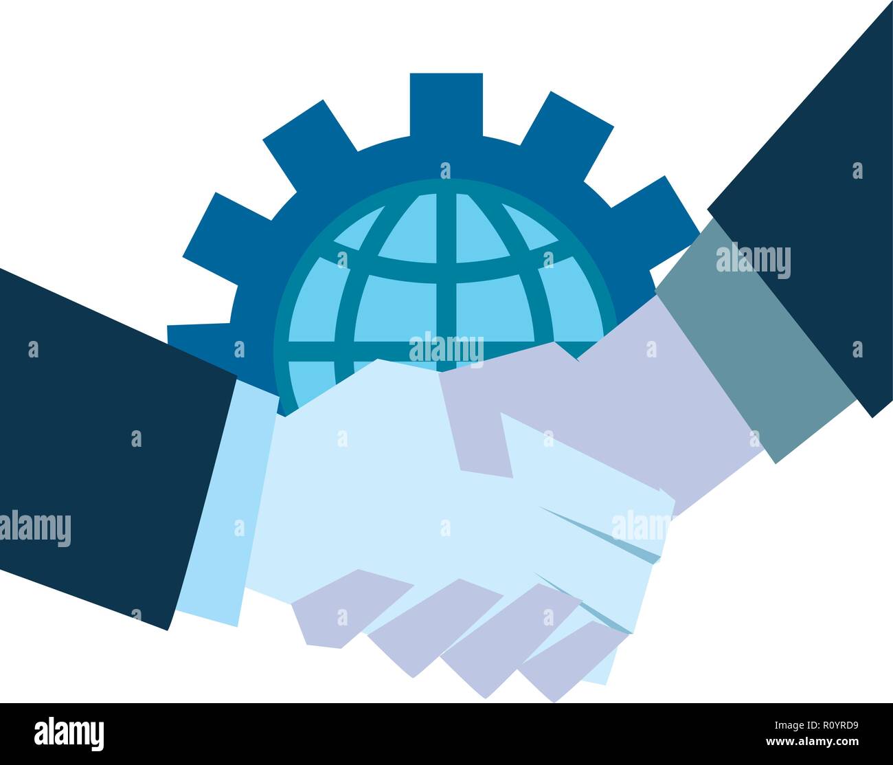 business handshake world gear team vector illustration Stock Vector ...
