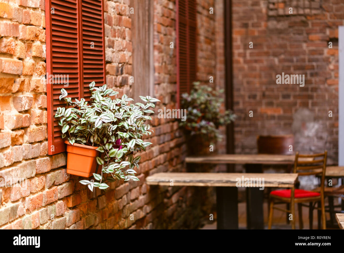 Old fashioned cafe terrace Stock Photo - Alamy
