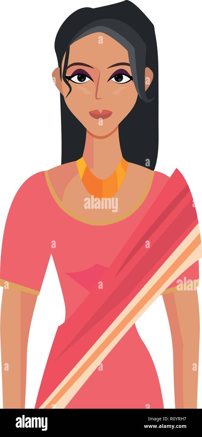 Indian Woman In National Costume Clothes Vector Illustration Stock