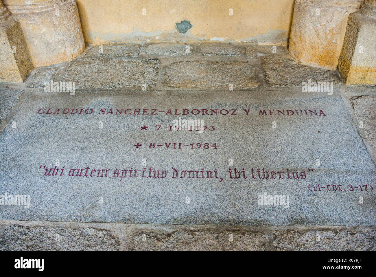 Tomb of Claudio Sanchez Albornoz, historian and Spanish politician ...