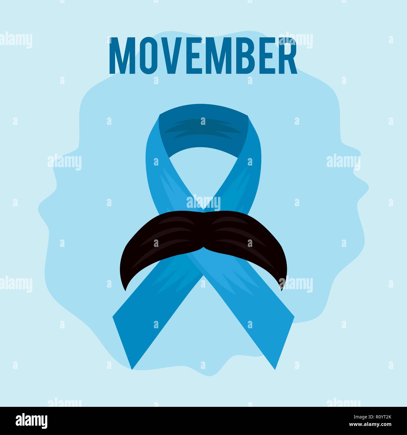 movember day sticker blue ribbon moustache vector illustration Stock ...
