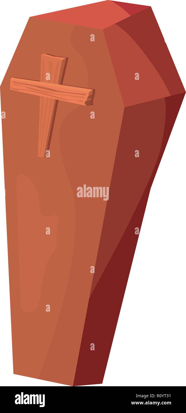 wooden coffin on white background vector illustration Stock Vector ...