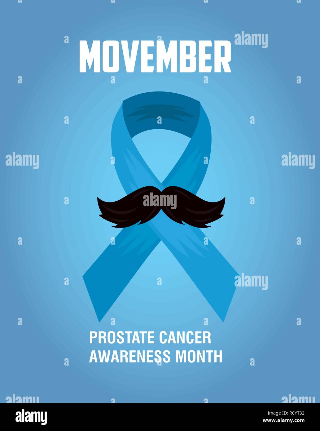 movember day blue ribbon with moustache man prostate cancer vector ...