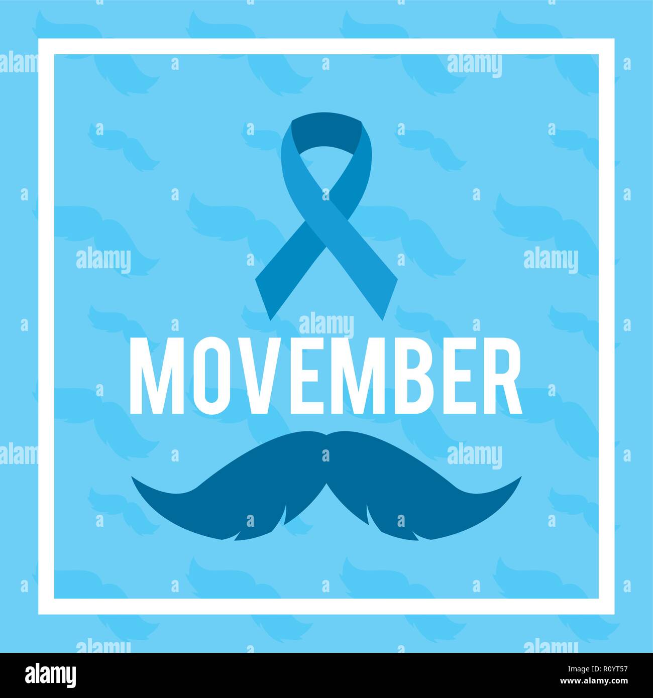 movember day frame mosutache blue ribbons background vector ...