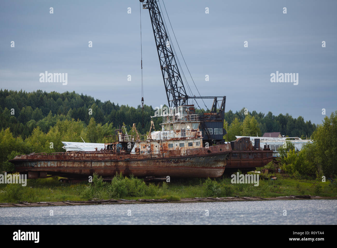 Rusty trawler wreck Stock Photo - Alamy