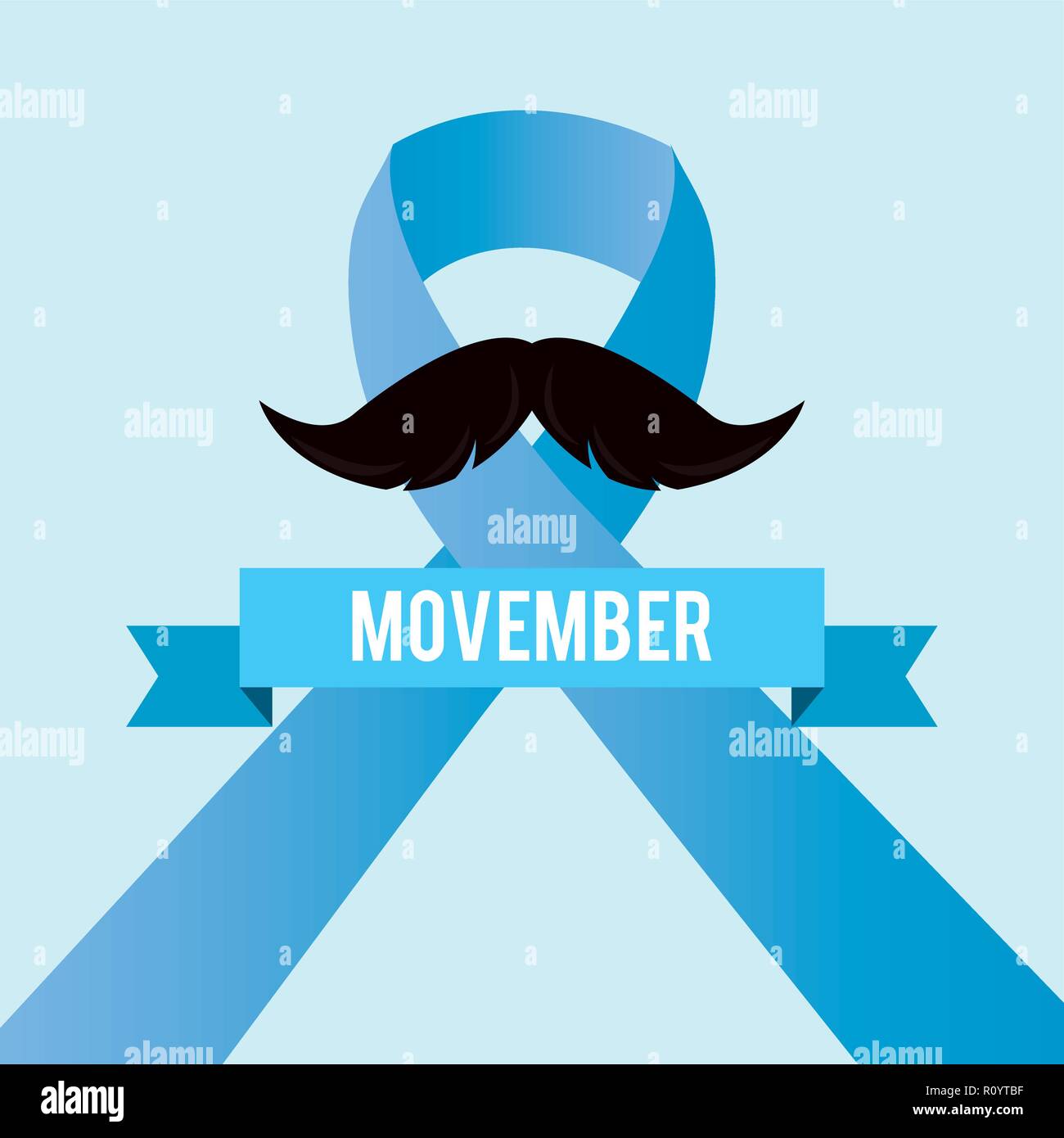 movember day blue ribbon moustache men vector illustration Stock Vector ...