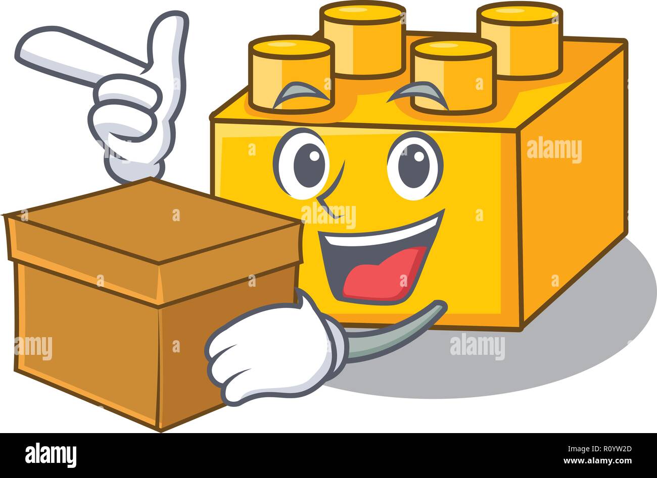 With box plastic shaped toy on constructi character Stock Vector Image ...
