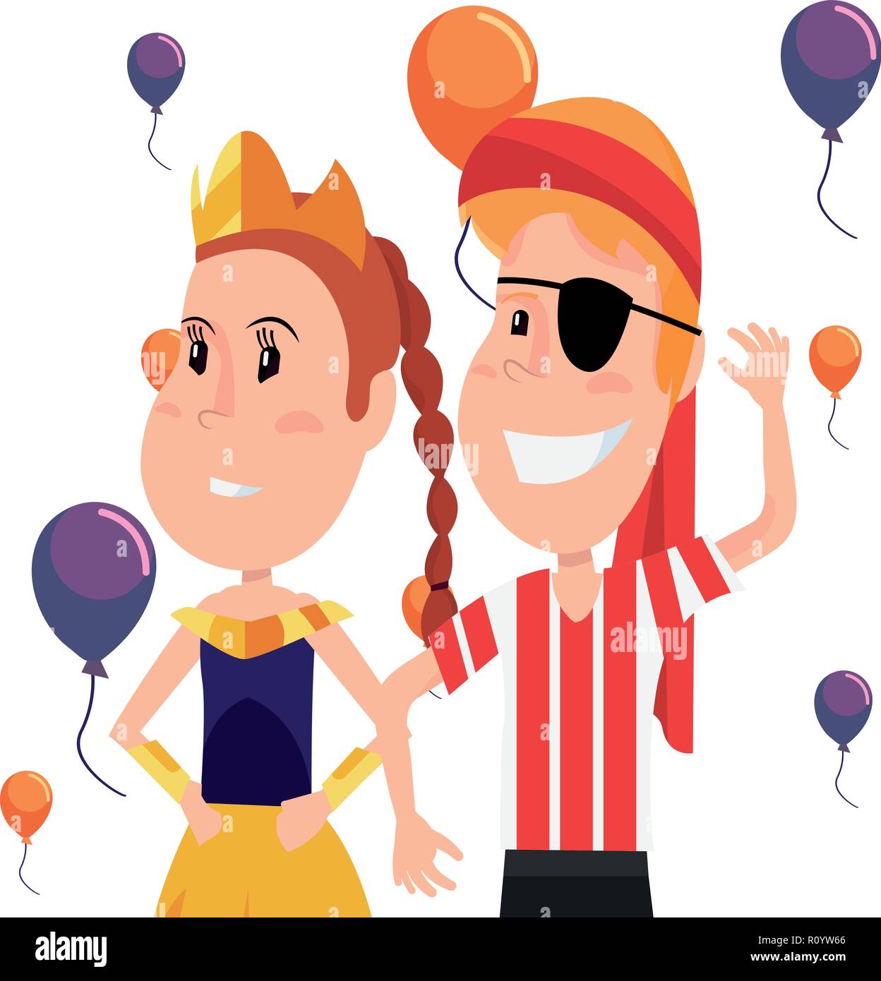 boy and girl halloween costumes vector illustration Stock Vector Image ...