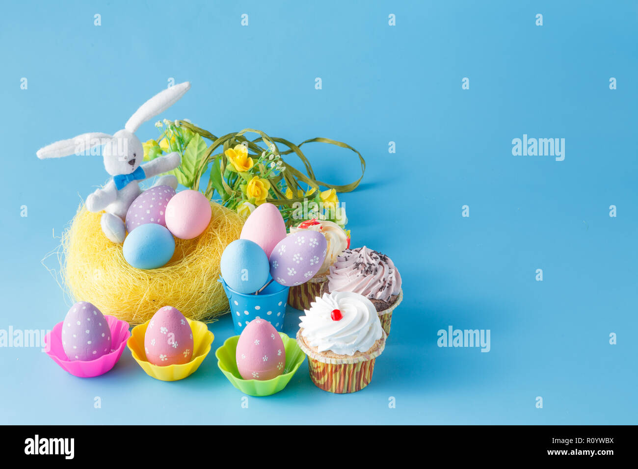 Prepared birthday table for children party with easter egg Stock Photo ...