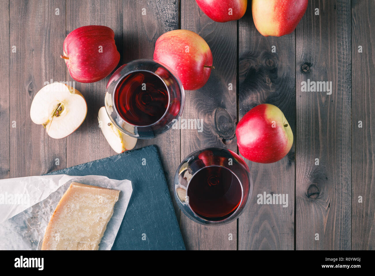Relaxed lunch with cheese and red wine Stock Photo - Alamy