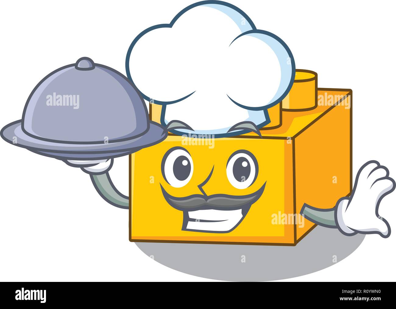 Chef with food building Blocks tyos Isolated on cartoon Stock Vector ...