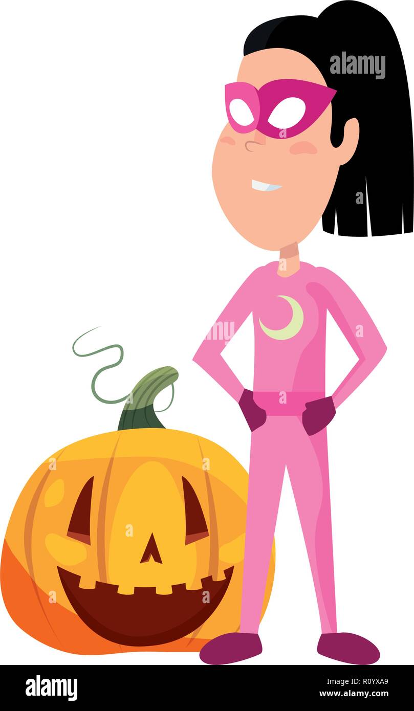girl in halloween character costume vector illustration Stock Vector ...
