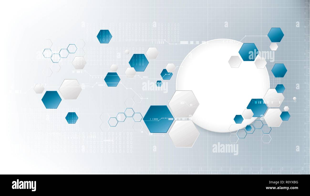 Technological abstract technical hexagonal digital template background ...