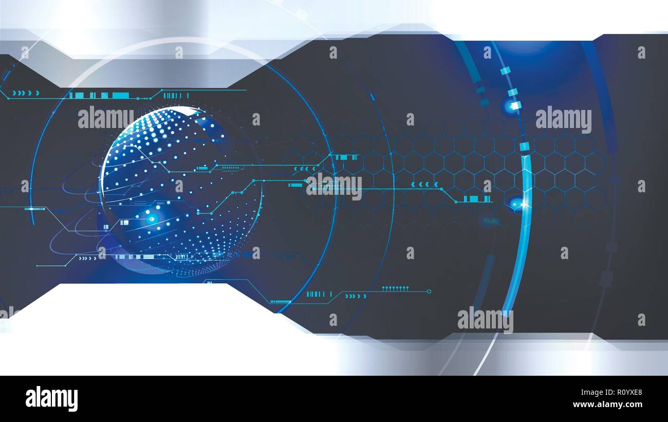Technological future hud interface cyber space abstract background template vector design Stock ...