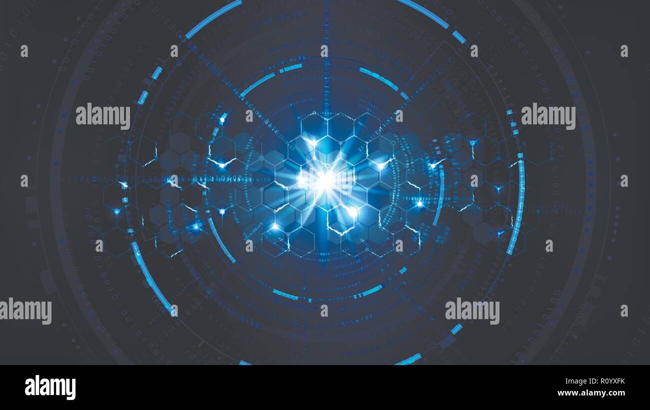 Technological future system cyberspace encryption interface background vector design Stock ...