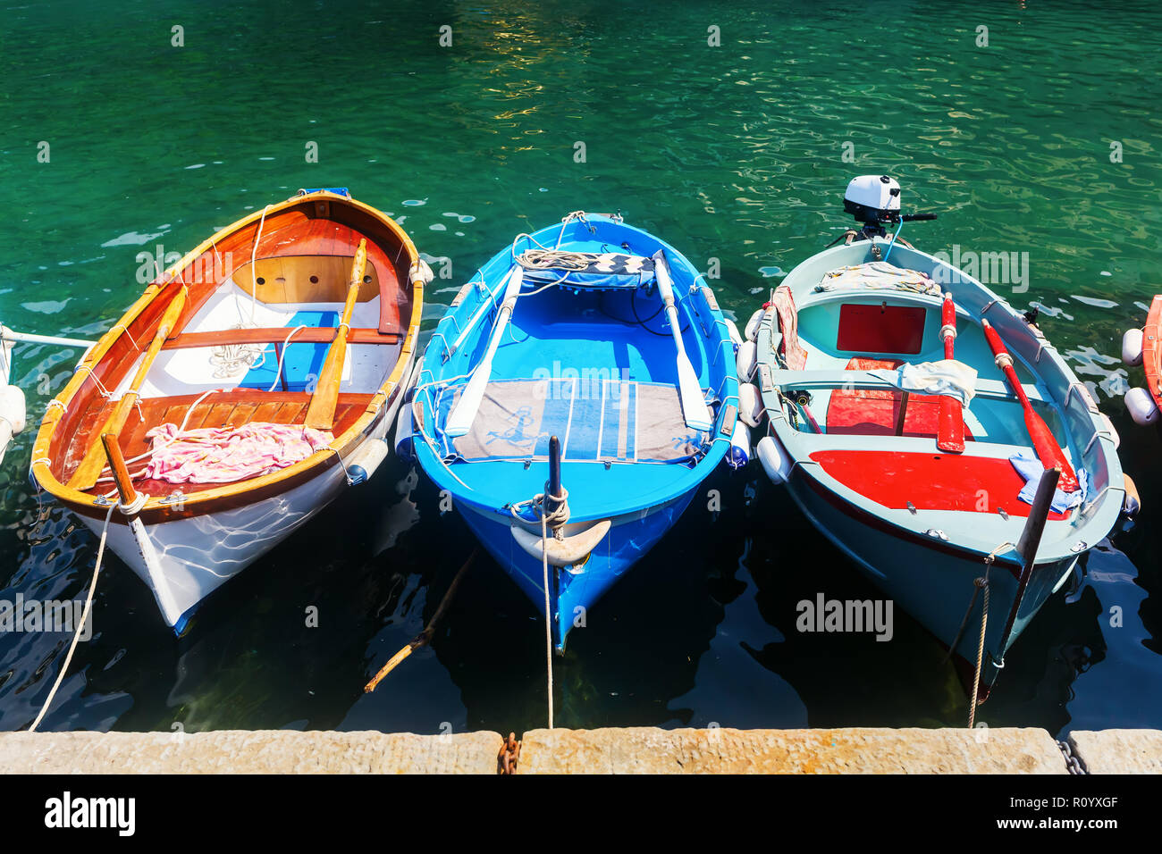 picture of rowboats anchoring in the harbour Stock Photo - Alamy