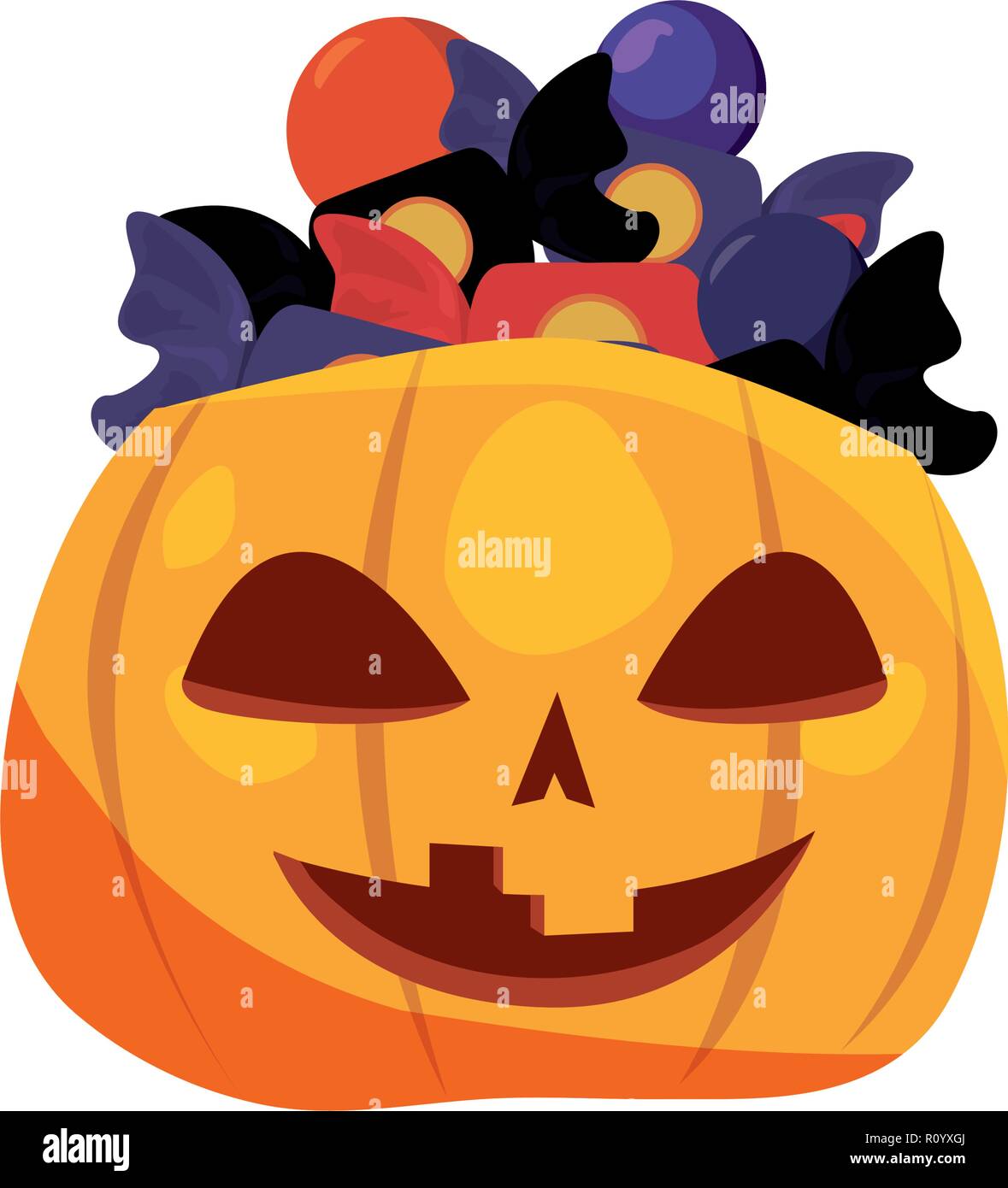 halloween pumpkin sweet candies decoration vector illustration Stock ...