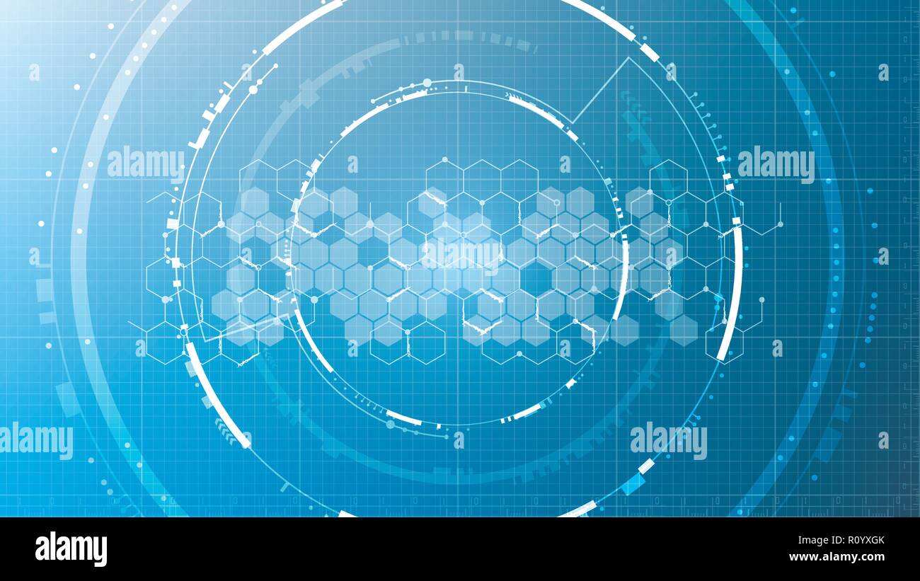 Technological future system hexagonal encryption cyber hud interface background vector design ...