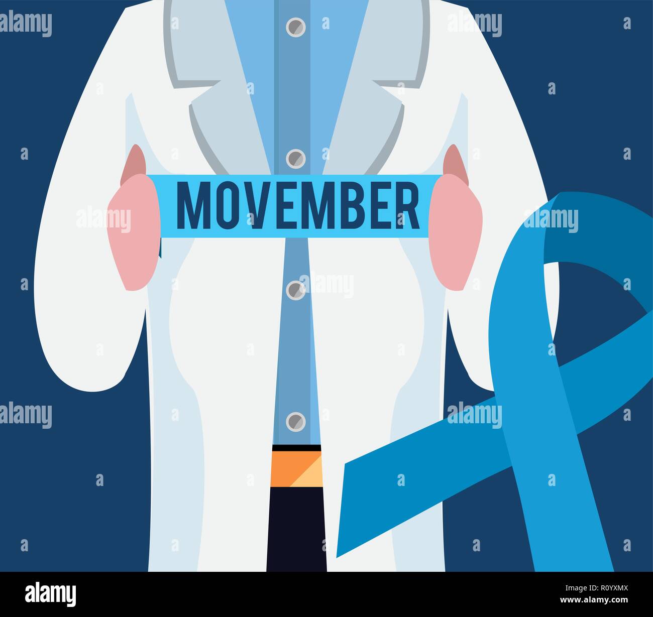 movember day man holding sign blue ribbon vector illustration Stock ...