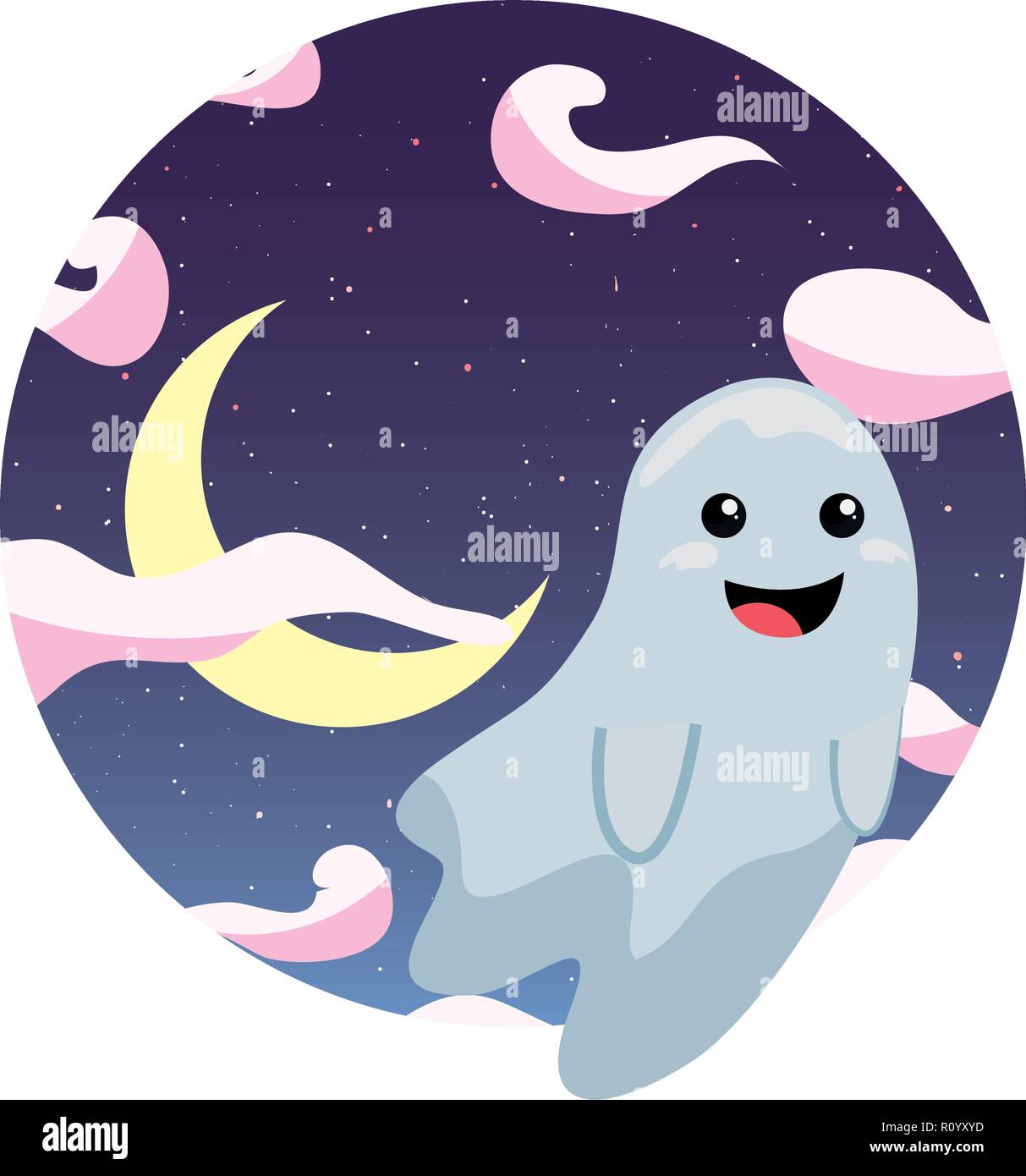 happy halloween ghost in the night vector illustration Stock Vector ...