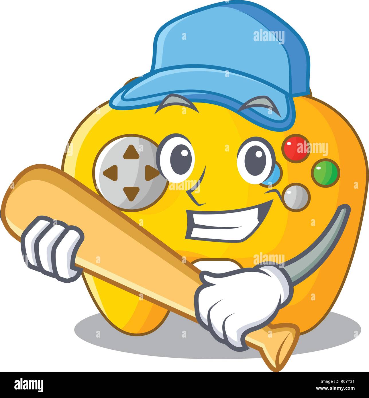 Playing baseball modern game shaped controller cartoon wood Stock ...
